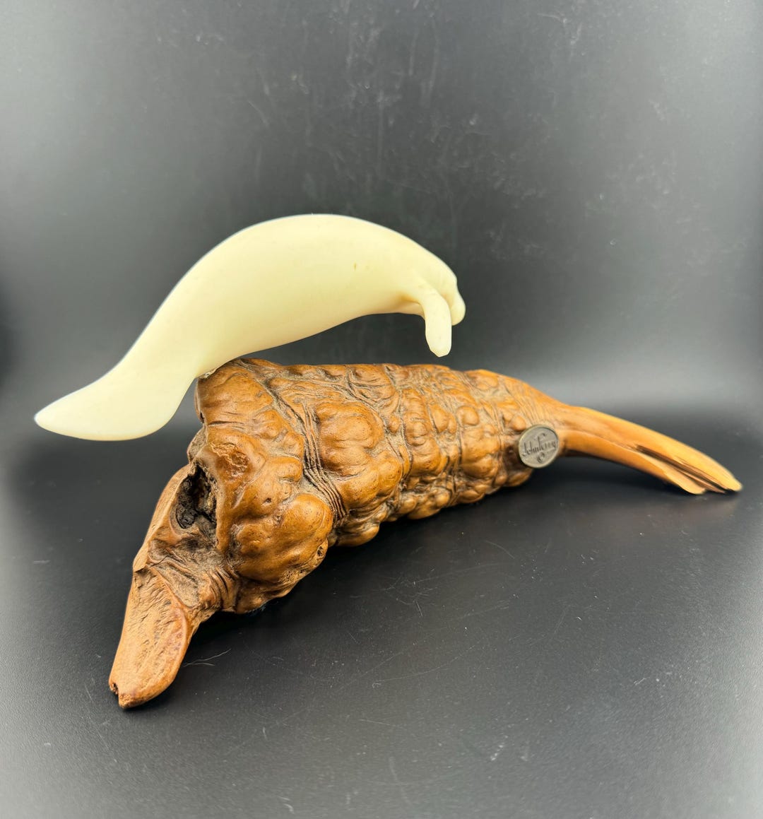 Handmade John Perry Manatee Sculpture Driftwood Nautical Statue Burl ...