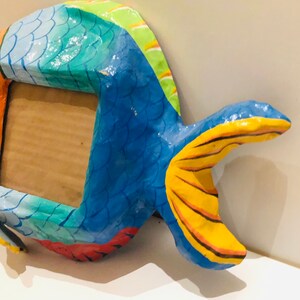 Vintage Mexican Paper Mache Fish Wall Hanging Picture Frame Sea Life ...