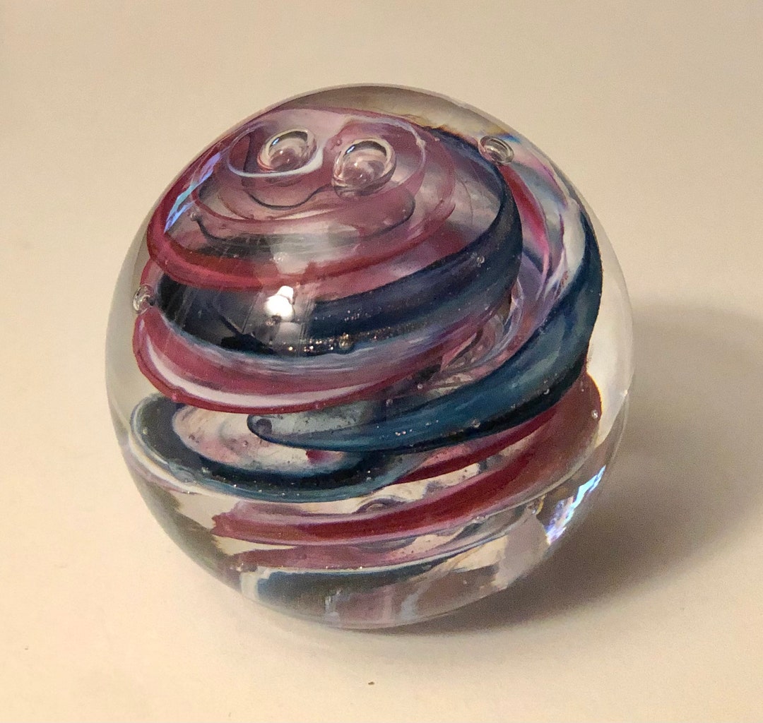 Beautiful Handmade Blown Glass Paperweight Controlled Bubbles Swirl ...