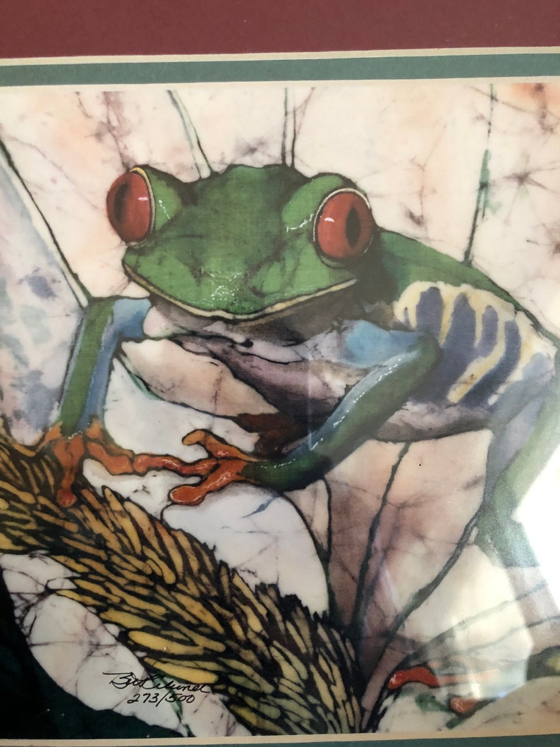 Vintage Beth Erlund Batik Tree Frog Print of Painting Artist Signed ...