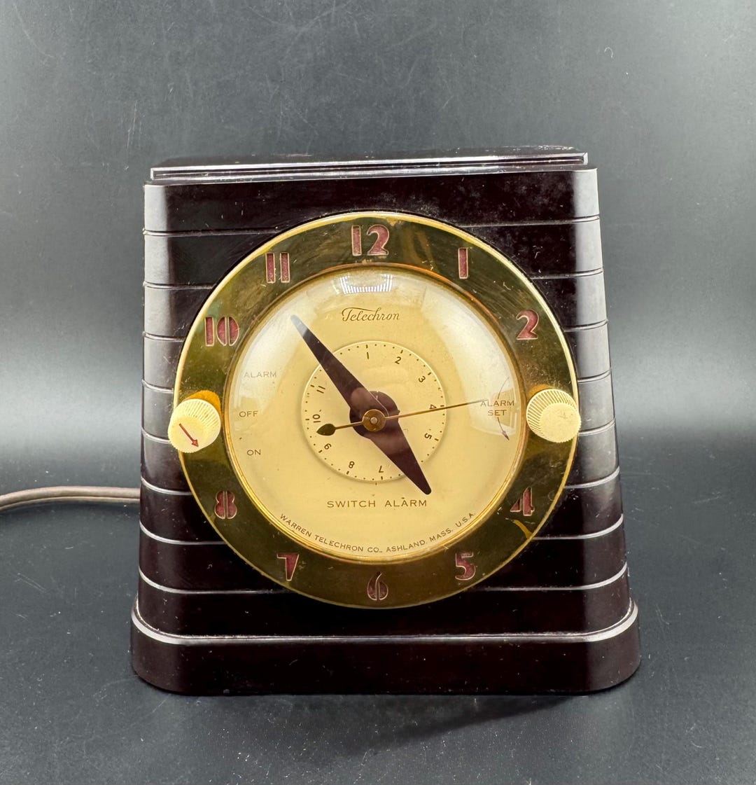 Vintage 1940s Art Deco Telechron Bakelite Alarm Clock Non-working Mid ...
