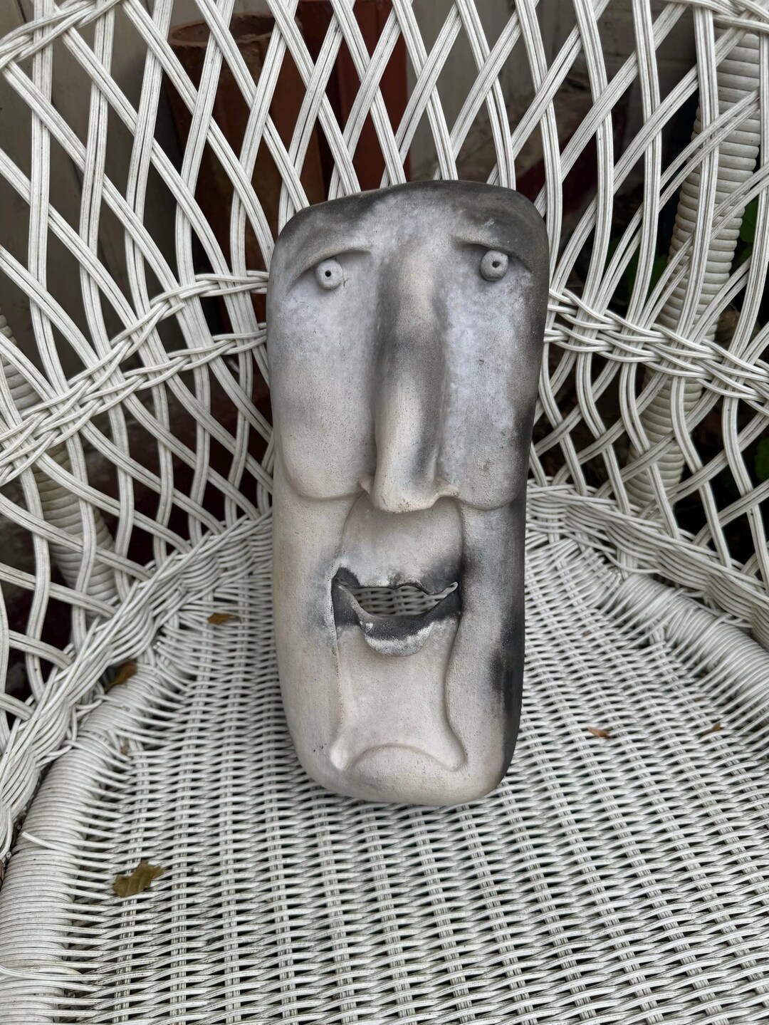 Large Vintage Raku Face Sculpture Wall Hanging Whimsical 3D Ceramic ...