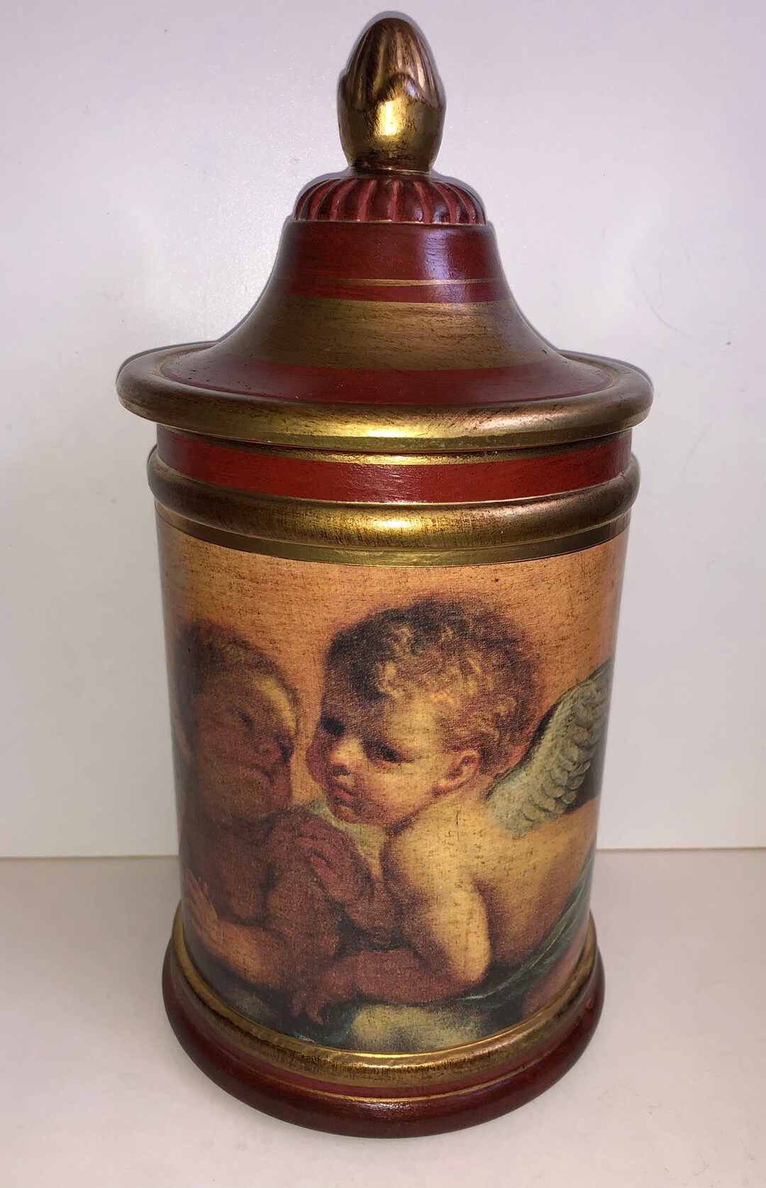 Vintage Ceramic Italian Cookie Jar Canister Renaissance Cherub - Etsy