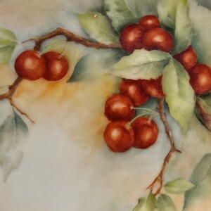 Antique Victorian Hand Painted Plate Cherry Tree Berries Painting ...