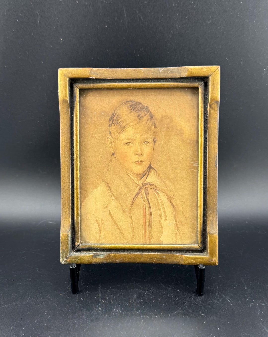 Antique Adorable Miniature Portrait Print of a Young Boy Peter by ...