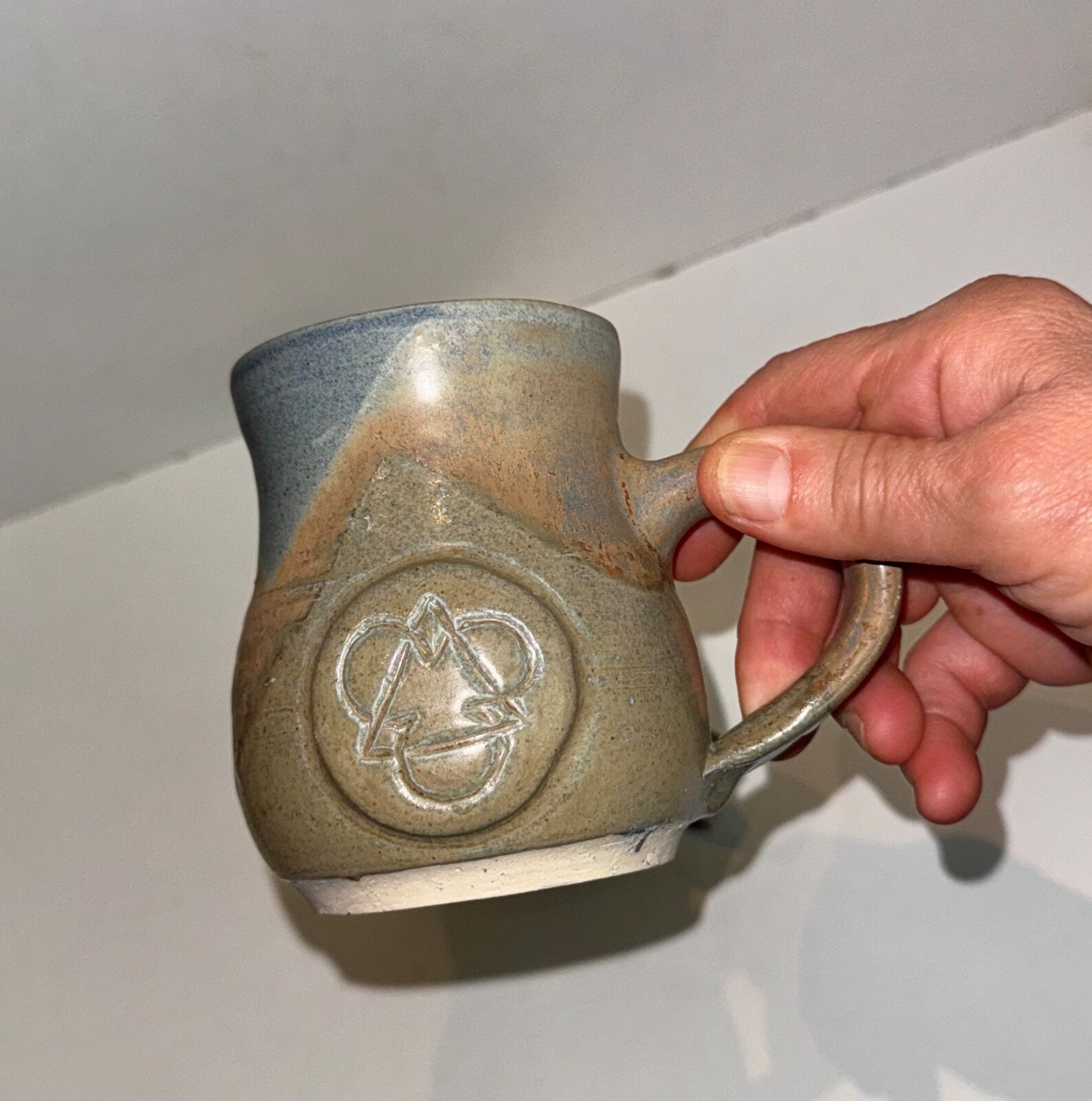Gorgeous Pair of Matching Hand Built Ceramic Mugs Drip Glaze Earthtones ...