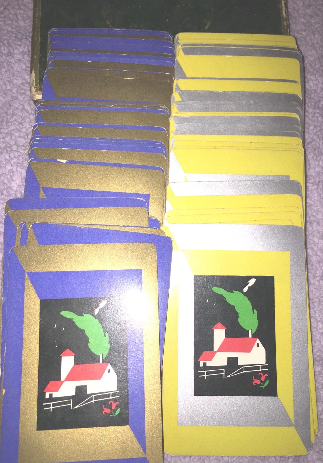 Vintage Antique Mid Century Art Deco Bridge Set Retro Playing Cards ...