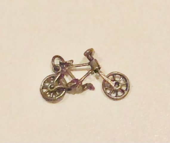 Vintage Articulated Sterling Silver Bicycle Charm Pen… - Gem