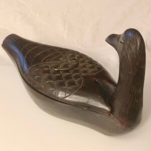Vintage Carved Wooden Container Box Figural Duck Sculpture Wooden ...