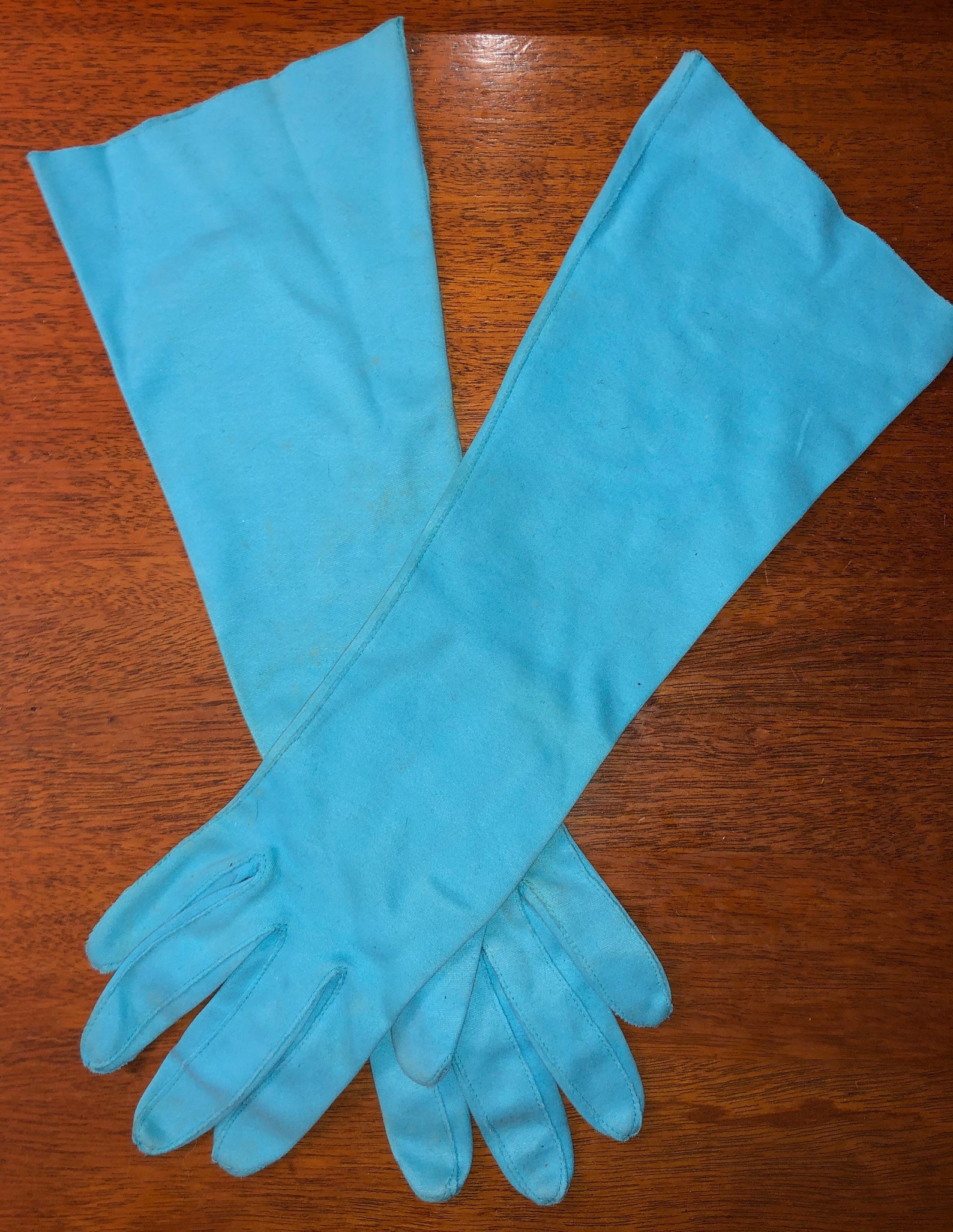 Vintage Dress Gloves Turquoise Mid Length Gloves 100% Cotton - Etsy