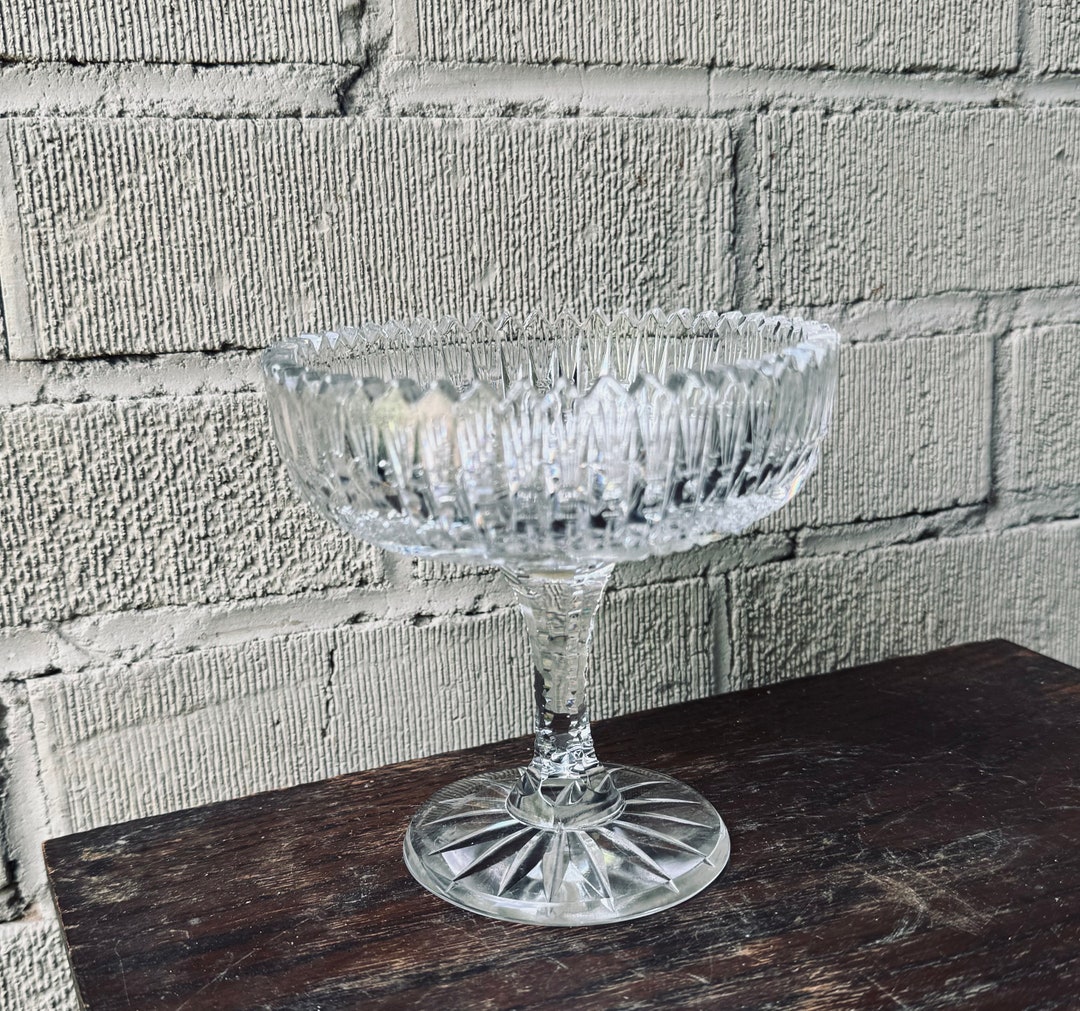 Small Antique Cut Crystal Compote American Brilliant Period Edwardian ...