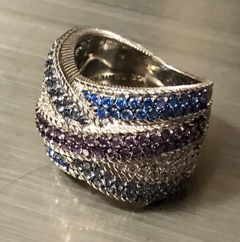 Vintage Judith Ripka Ring Wide Woven Multi Band Size 6 Purple - Etsy