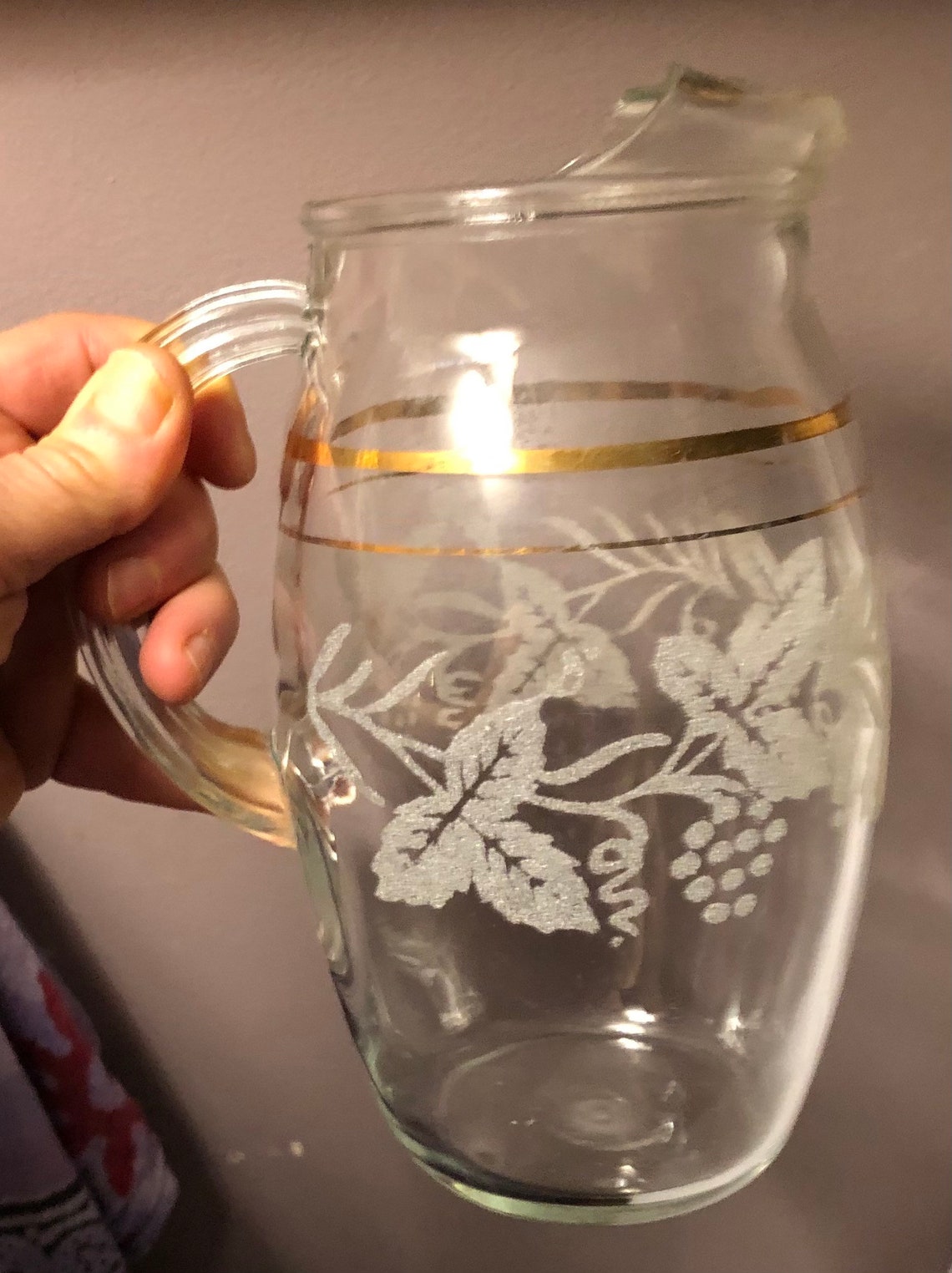 Vintage Bartlett Collins Etched Grapes and Vine Design Juice | Etsy