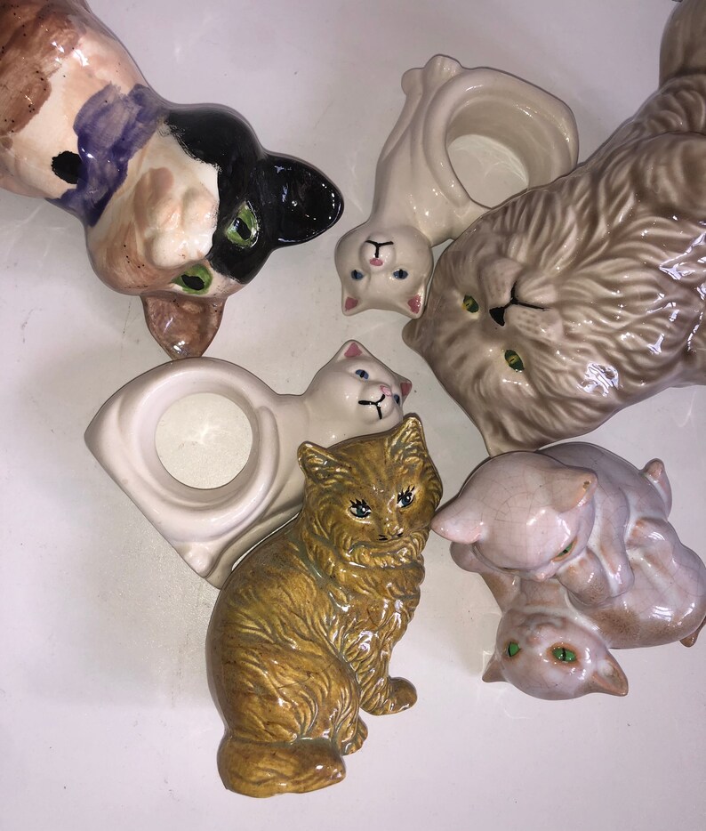 Fun Collection of Vintage Cat Figurines Persian Kitties Siamese Cats ...