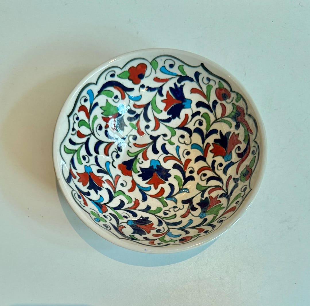 Vintage Hand Painted Turkish Iznik Dish Vibrant Tulip Floral Demet ...