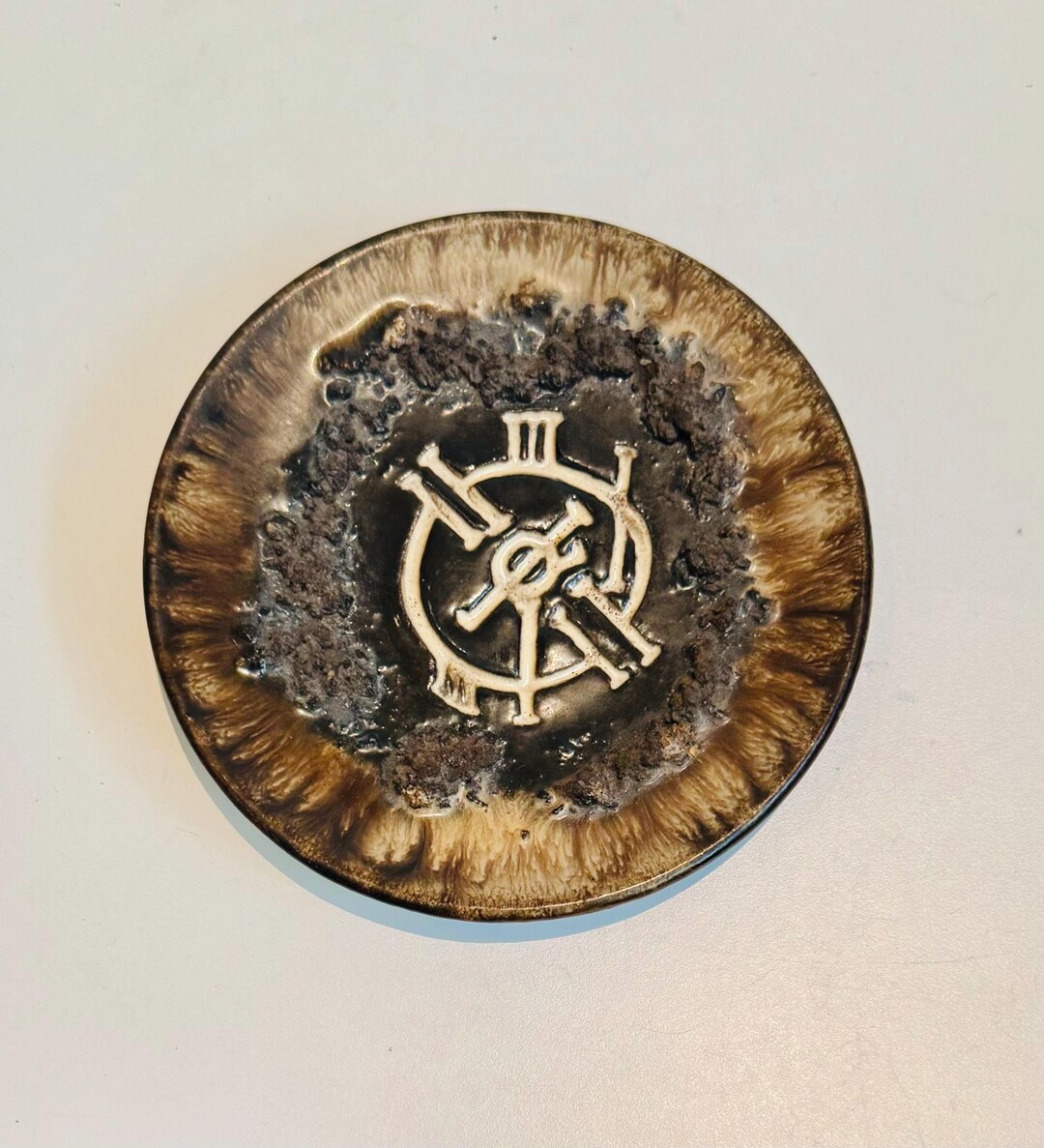 Vtg Glit Iceland Lava Pottery Brutalist Wall Plaque Geometric Nordic ...