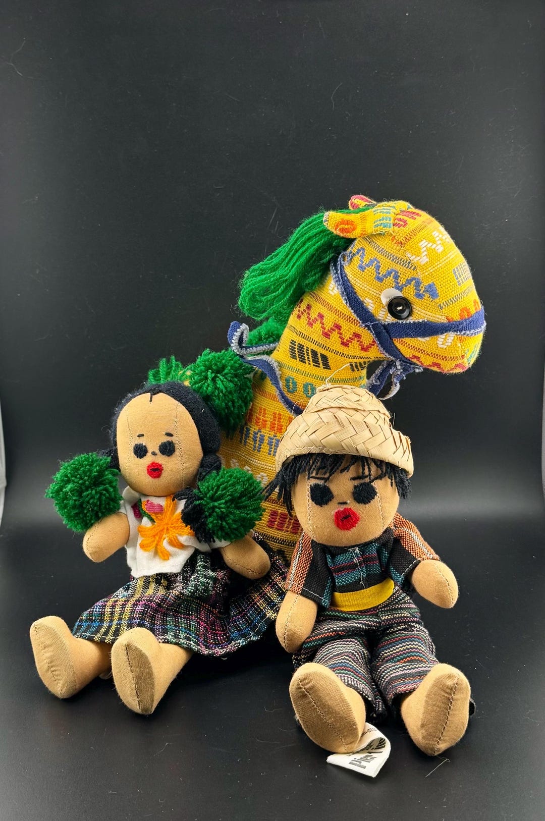 Vintage Handmade Indigenous Guatemalan Folk Art Dolls W Donkey Burro ...