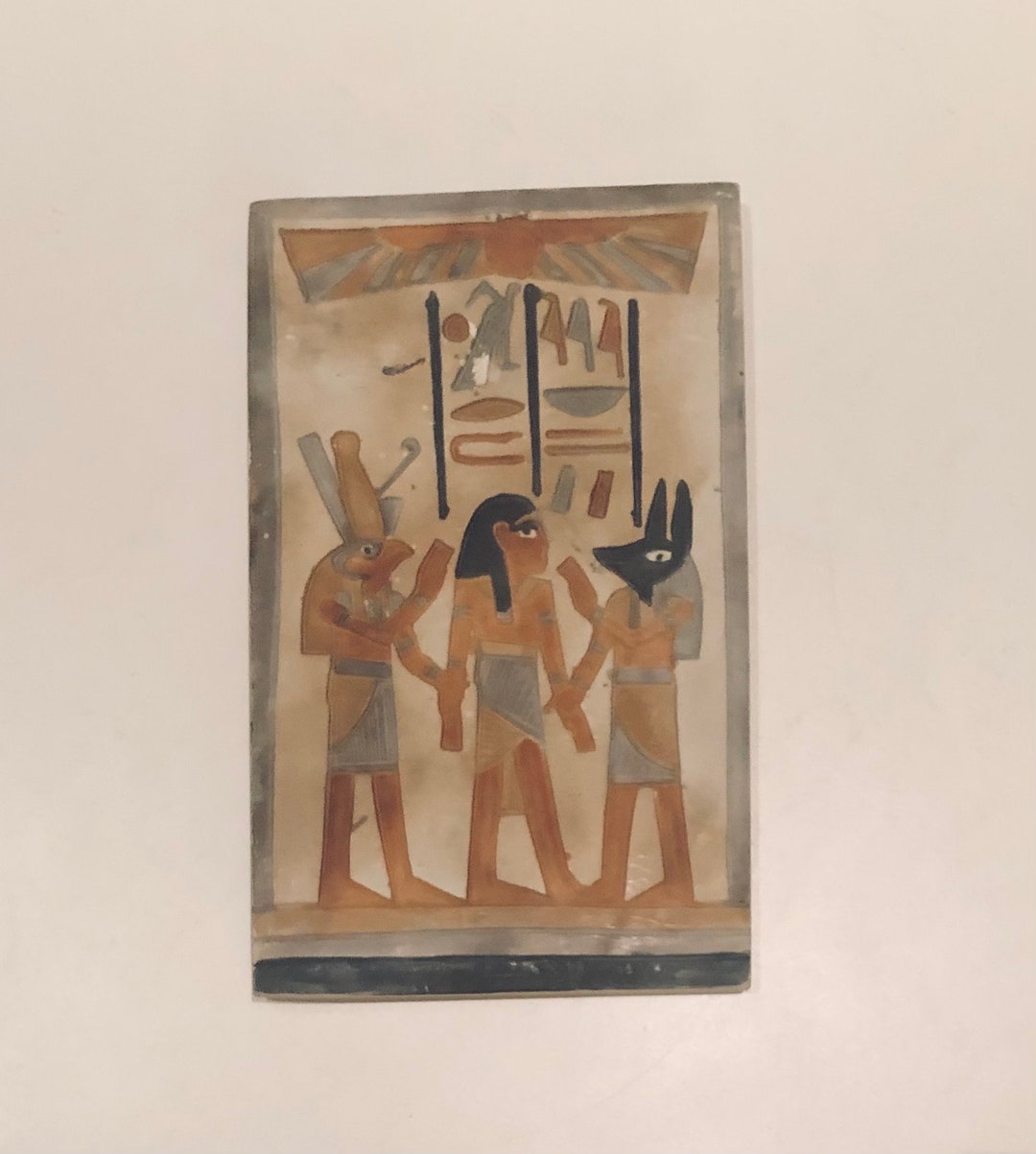 Vintage Egyptian Stela Heiroglyphics Mythological Wall Hanging Ancient ...