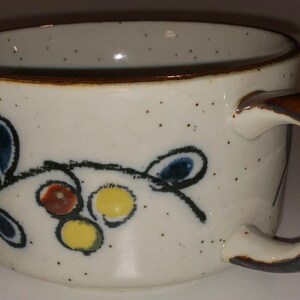 Vintage Stoneware Ceramic Soup Chowder Mug Hand Painted Berries and ...