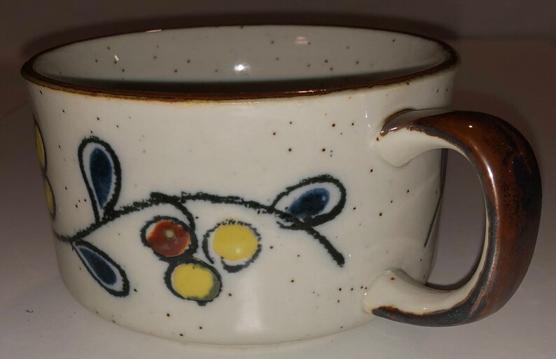 Vintage Stoneware Ceramic Soup Chowder Mug Hand Painted - Etsy