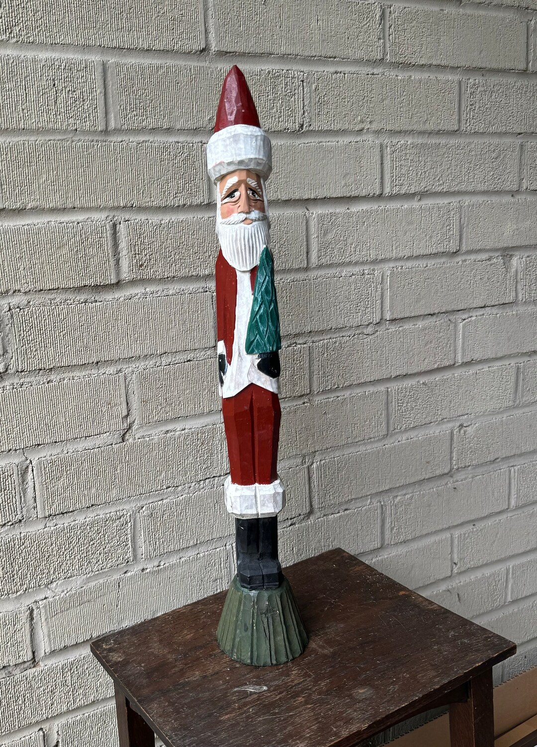 Vintage Tall Folk Art Primitive Santa Claus Statue Woodlands Saint ...