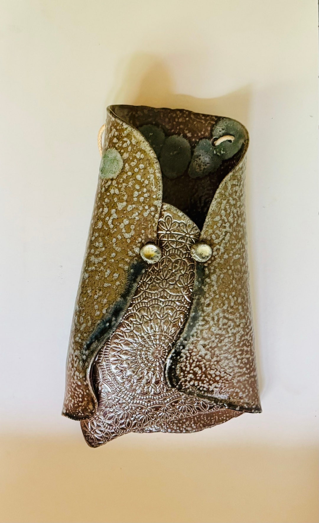 Huge Vintage Ceramic Wall Pocket Wall Vase Boho Wall Decor Stoneware ...