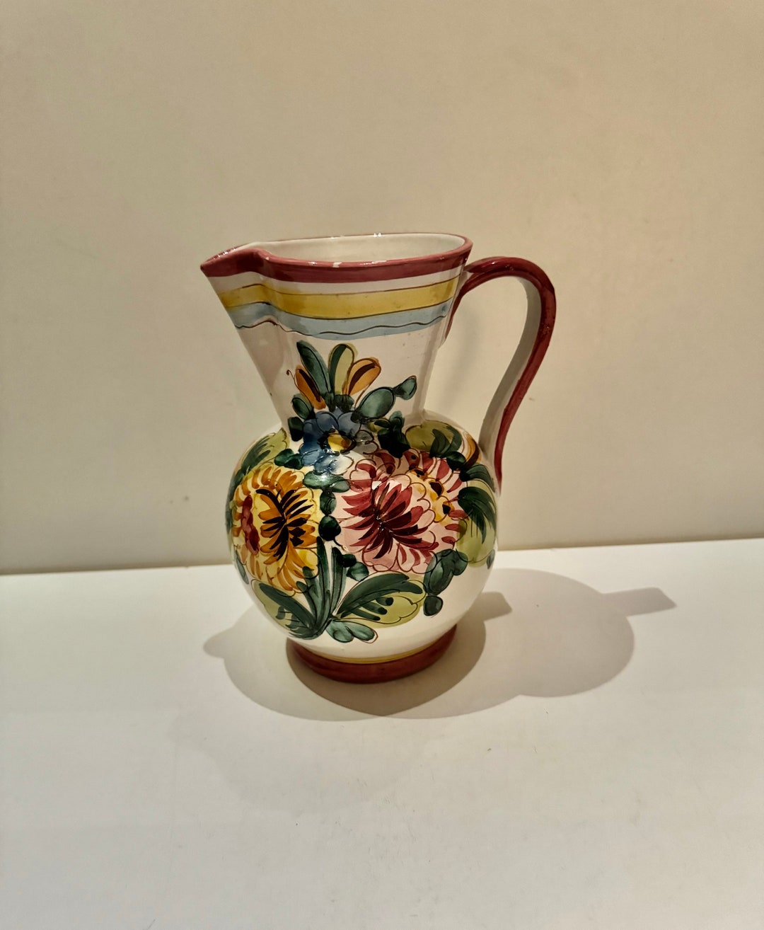 Vintage Italian Pinched Spout Pitcher Vase Hand Painted Made in Italy ...