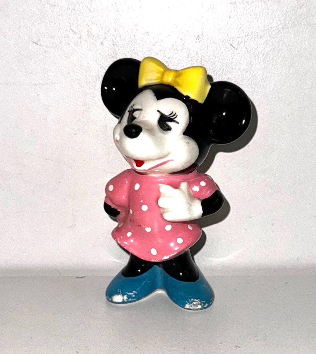 Vintage 1960s-70s Disney Miniature Minnie Mouse Figurine in Pink Polka ...