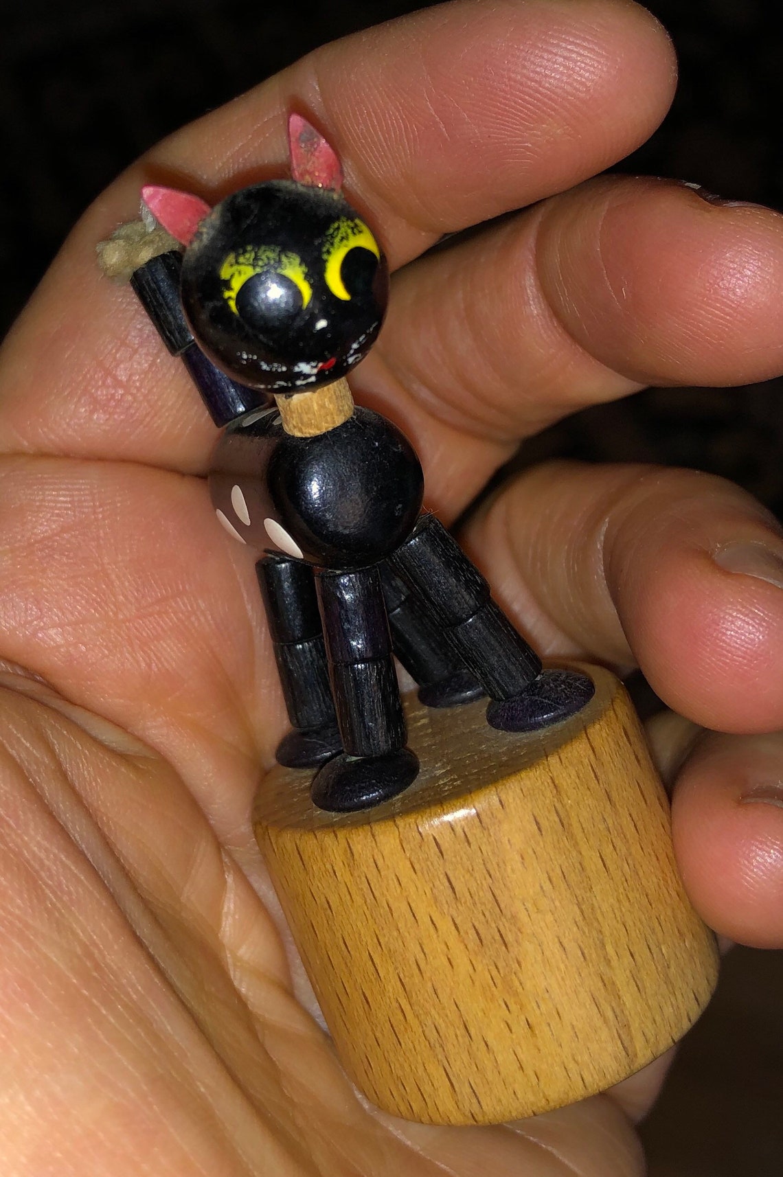 Deco Cat Push Toy Antique Vintage Wooden Miniature Push Toy | Etsy