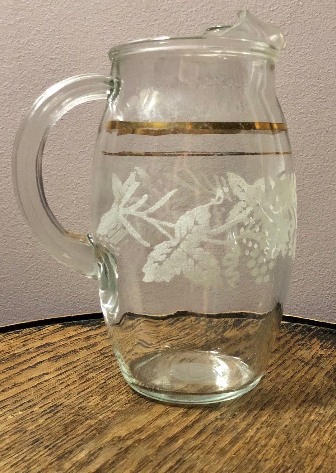 Vintage Bartlett Collins Etched Grapes and Vine Design Juice Pitcher - Etsy