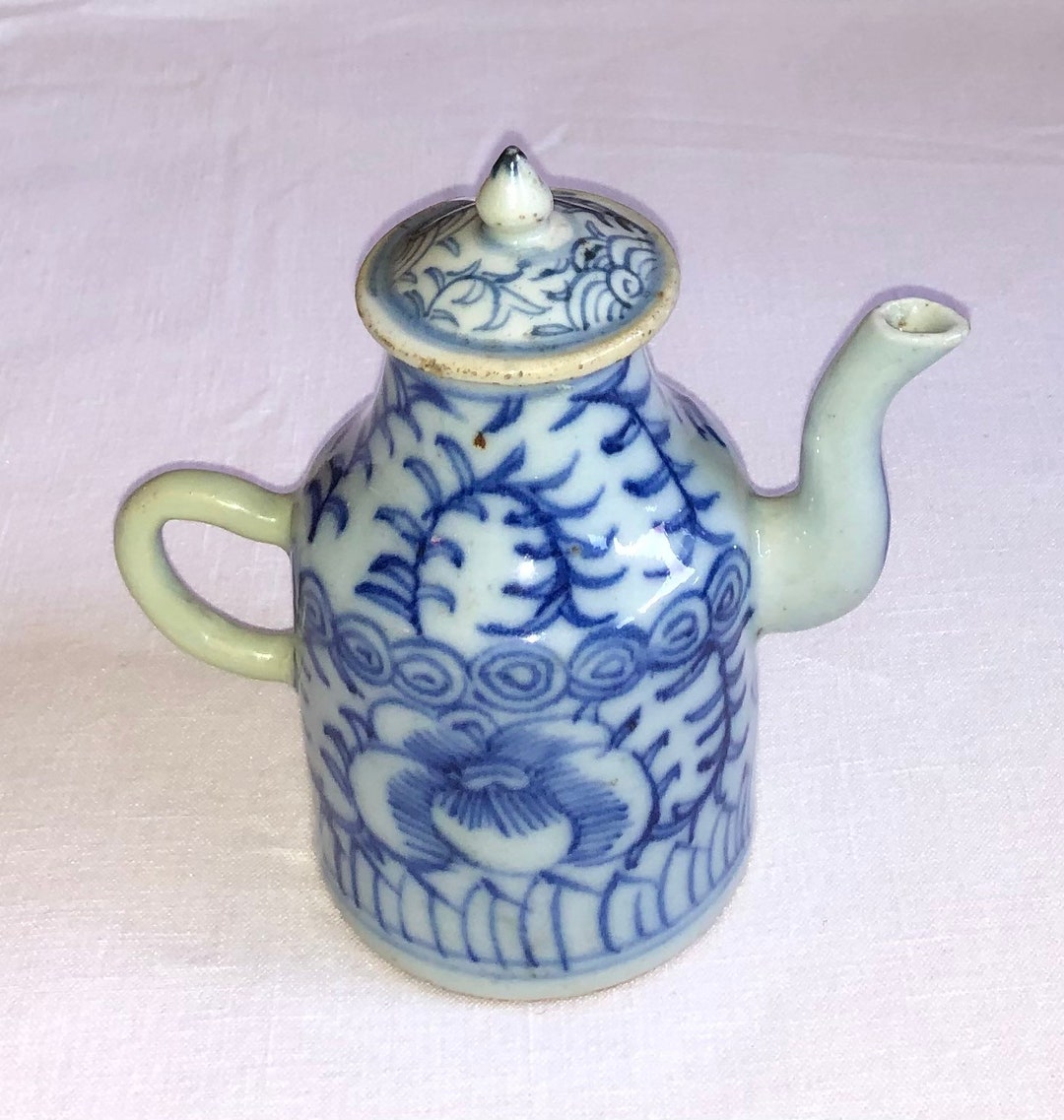 Antique Chinese Blue and White Soy Pot Ewer Kitchen Qing Dynasty Soy ...
