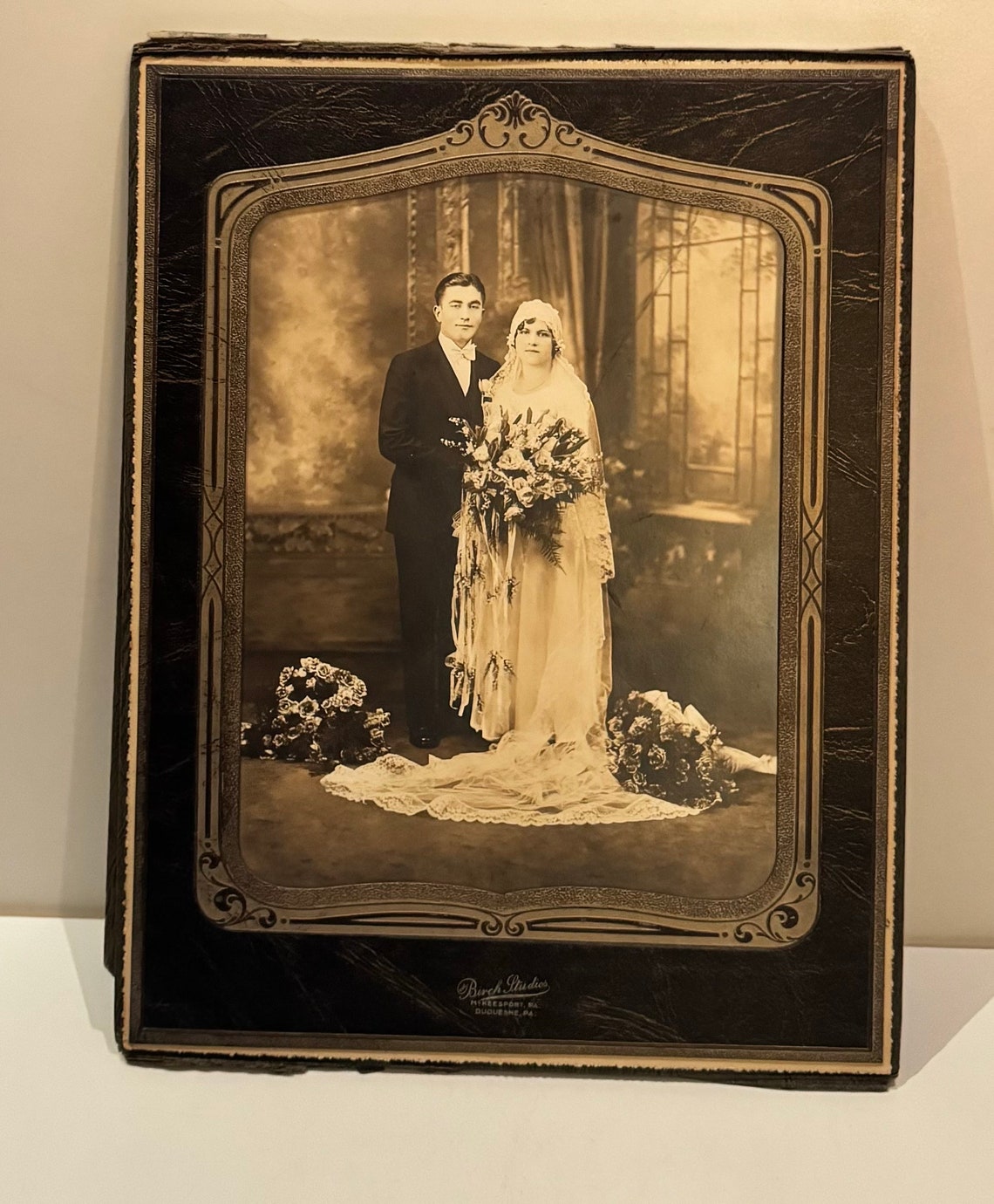 Fabulous Depression Era Wedding Photo in Cardboard Frame Birch Studios ...