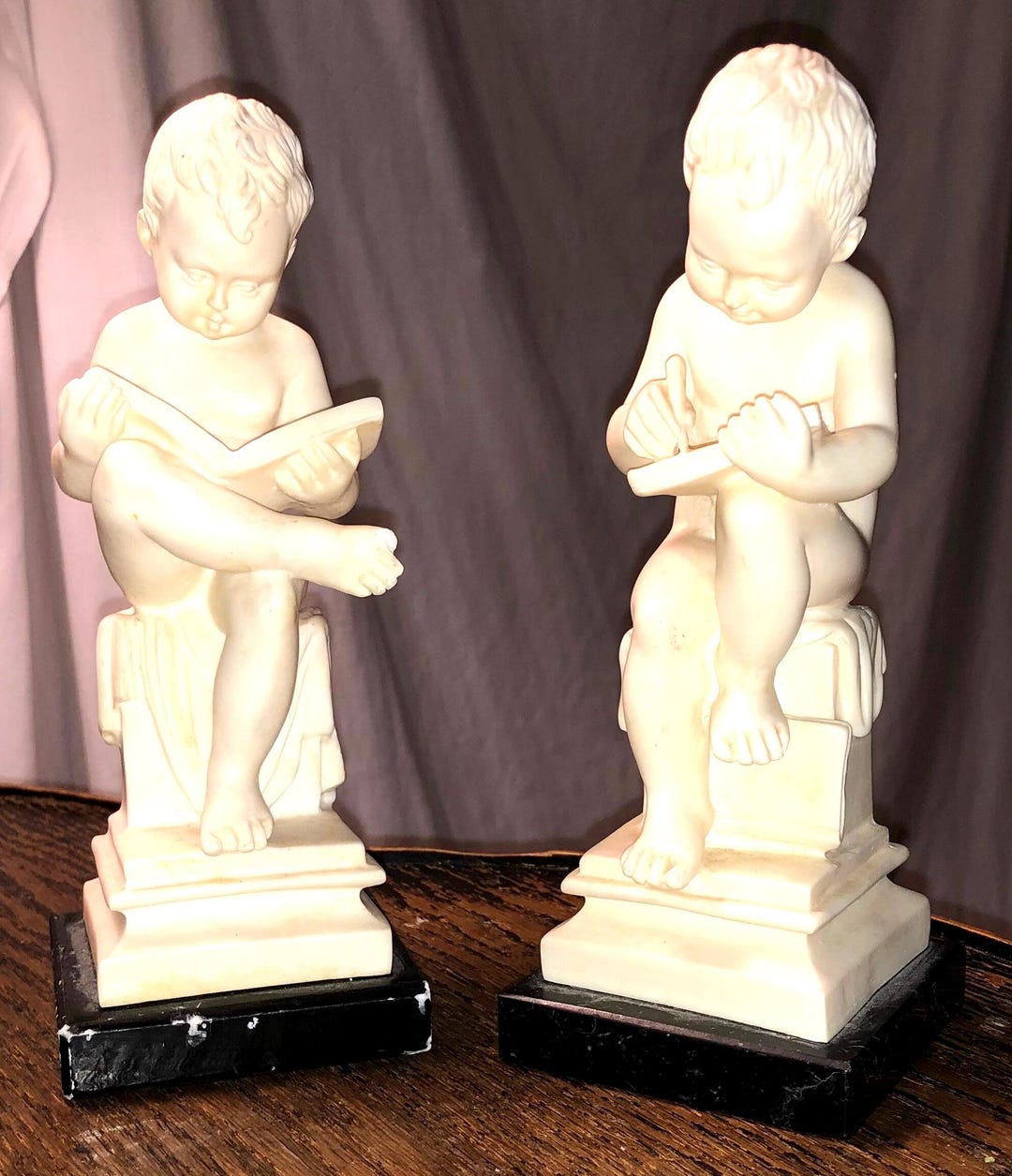 Vintage Gino Ruggeri Nude Statues Carved Alabaster Resin Figures Pair ...