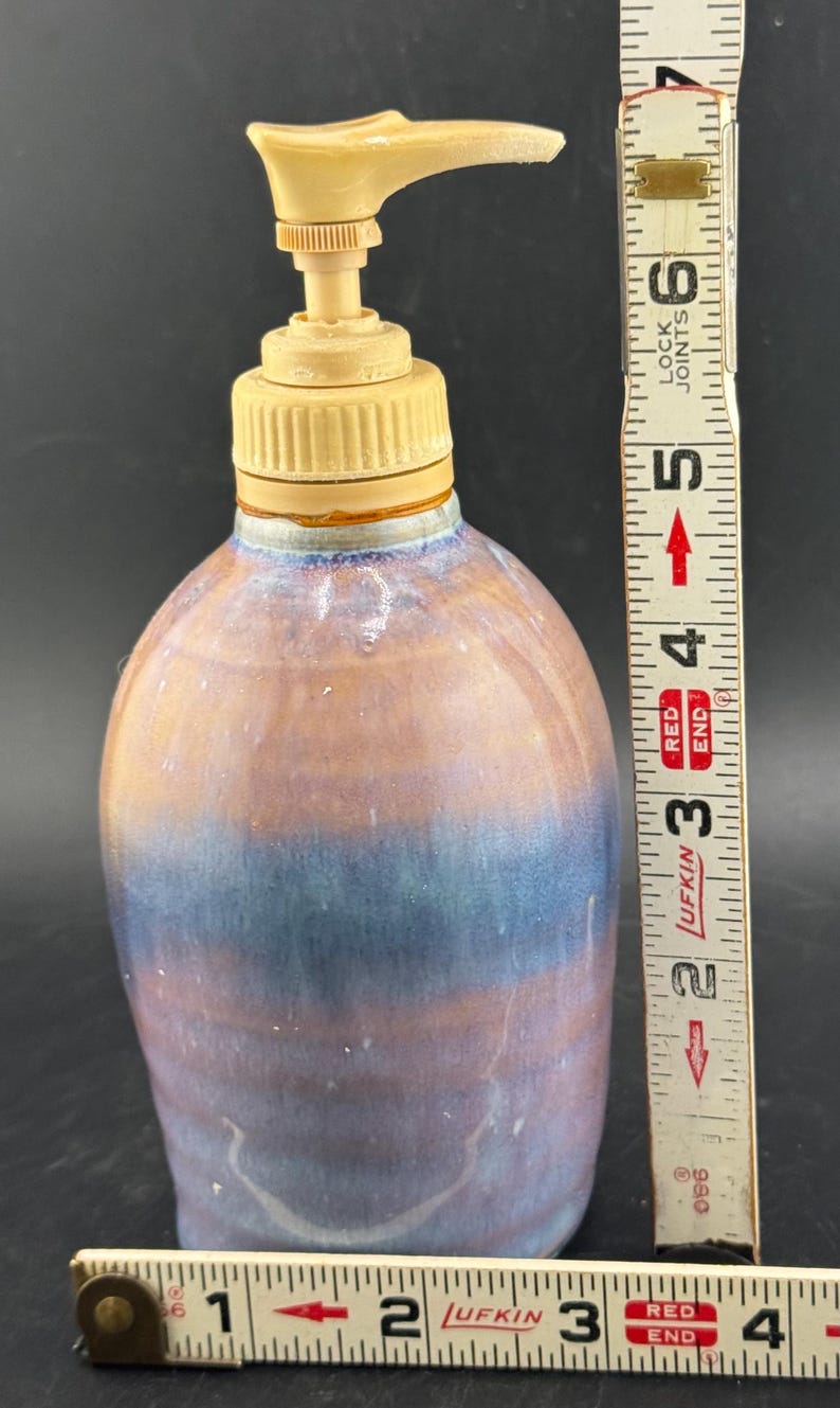 Vintage Praise God Rob Grimes Studio Pottery Soap Dispenser Pink Purple ...