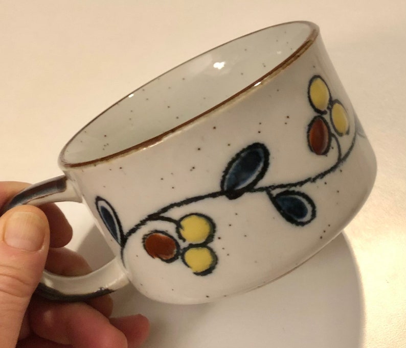 Vintage Stoneware Ceramic Soup Chowder Mug Hand Painted - Etsy