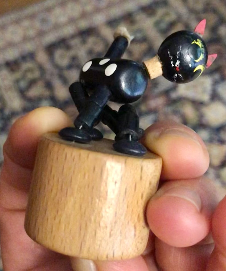 Deco Cat Push Toy Antique Vintage Wooden Miniature Push Toy - Etsy
