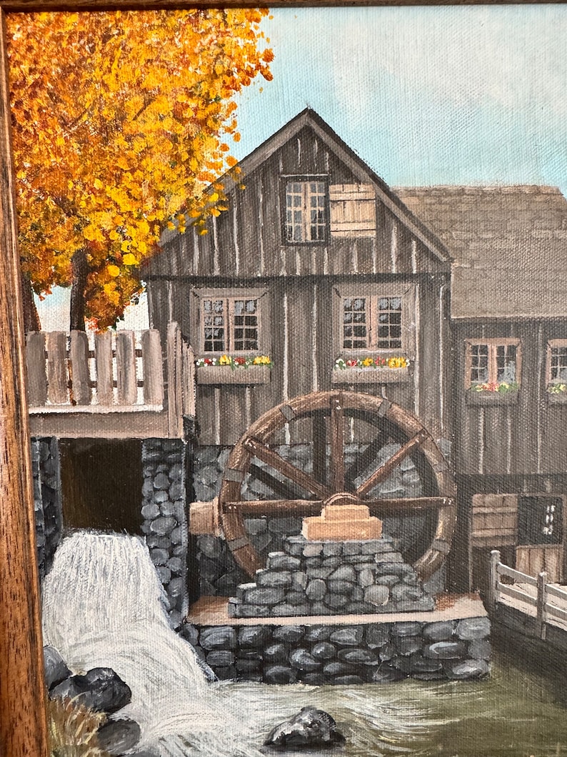 Vintage Original Grist Mill Painting Georgia Rural Farm River Peaceful ...