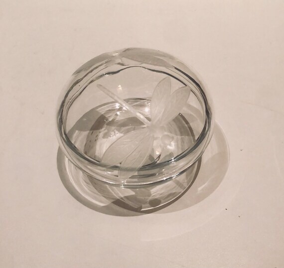 Vintage MMA Art Deco Etched Crystal Dragonfly Powder … - Gem