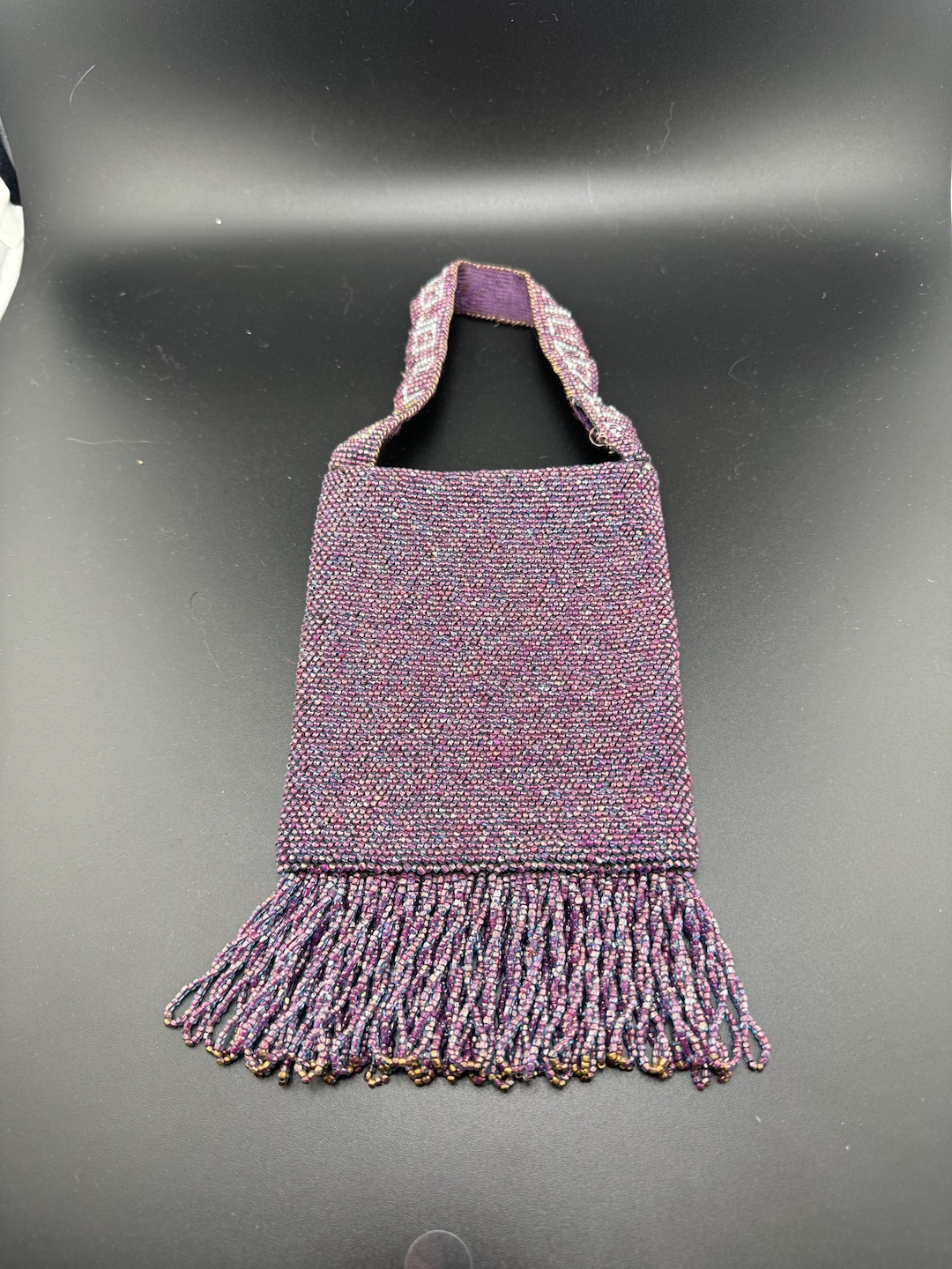 Antique Art Deco Beaded Flapper Bag Iridescent Purple Evening Purse ...