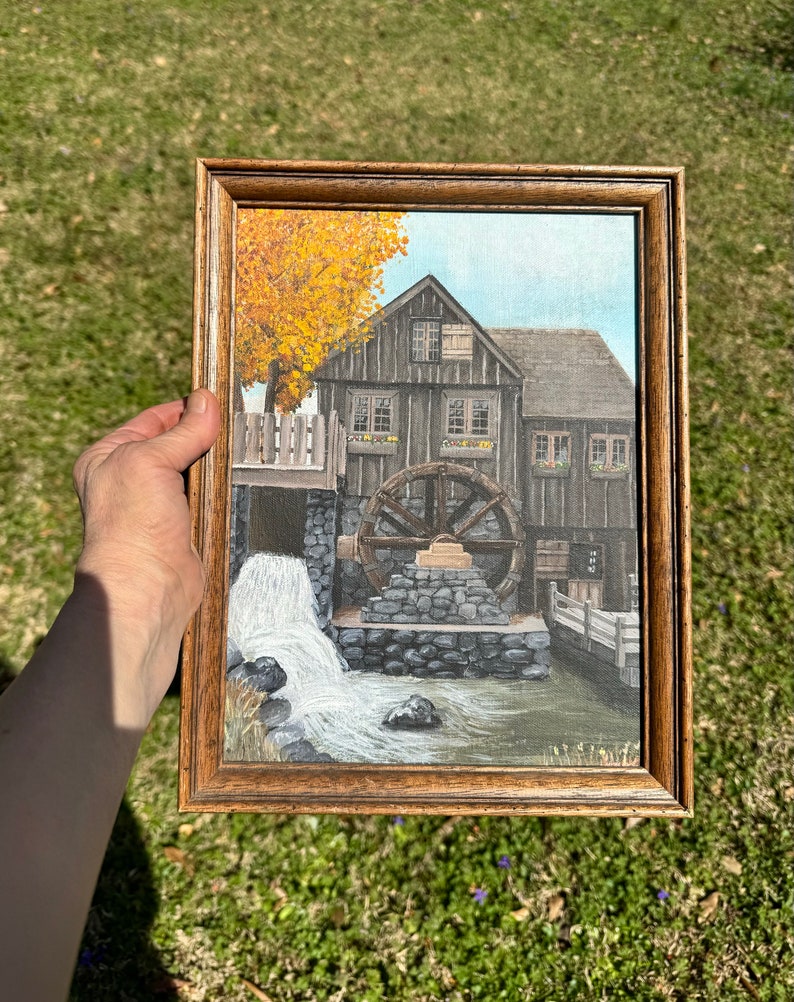 Vintage Original Grist Mill Painting Georgia Rural Farm River Peaceful ...