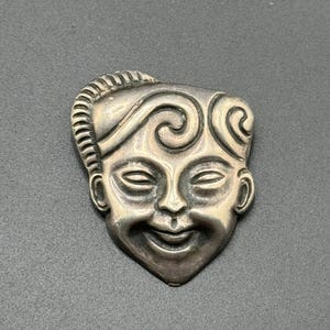 Vintage Mayan Tribal Mask Mexican Sterling Brooch Silver Signed ...