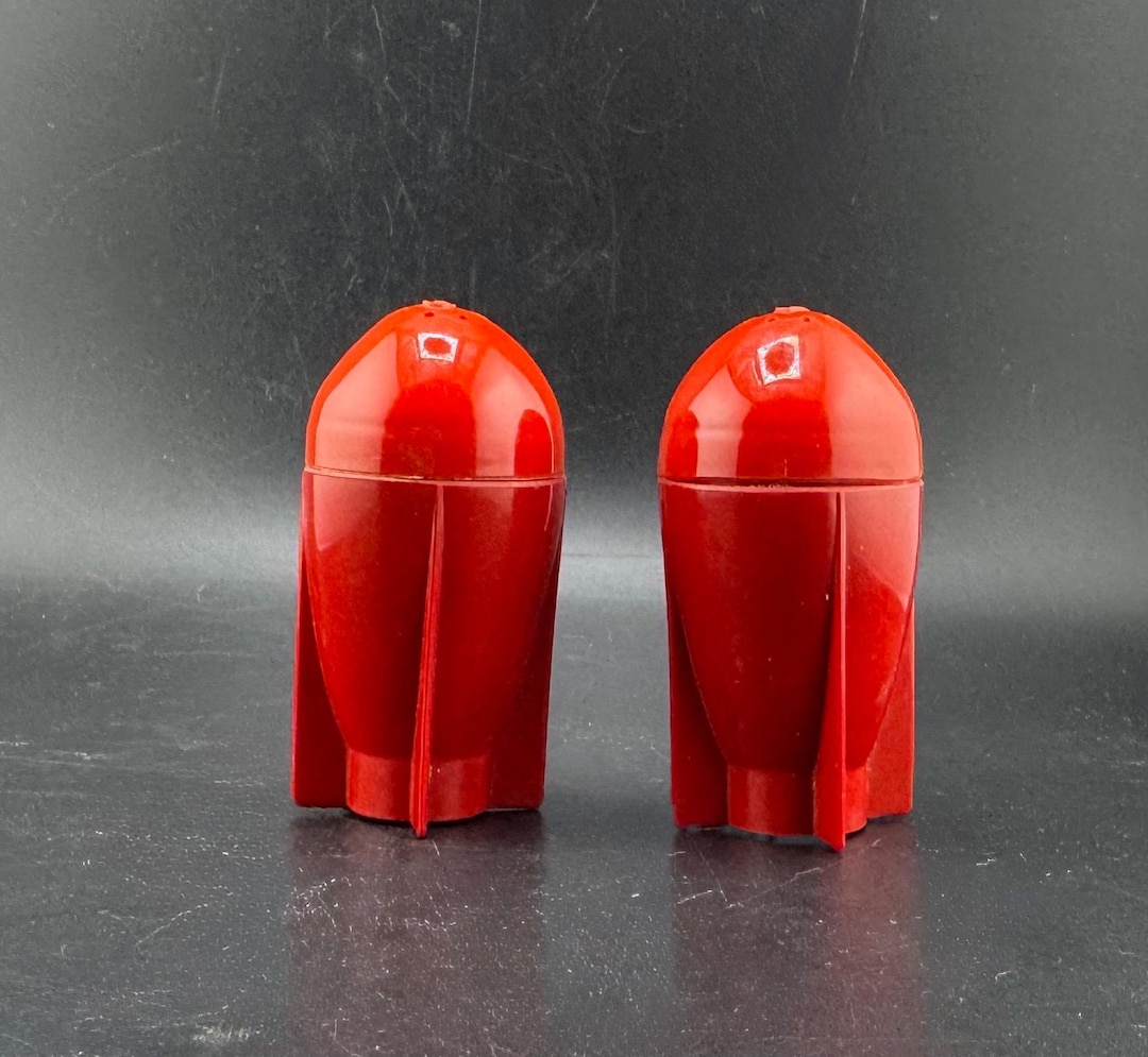Classic Vintage Art Deco Red Torpedo Salt and Pepper Shaker Set Atomic ...