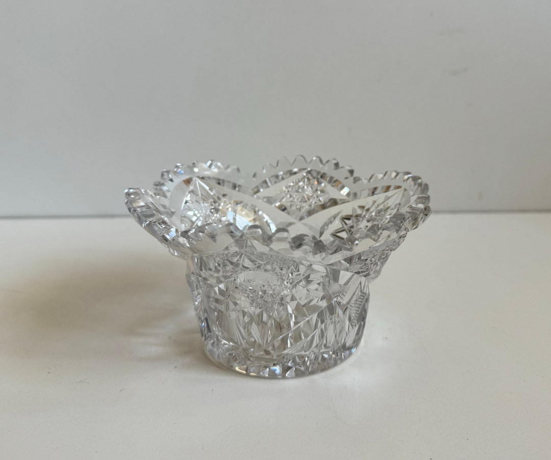 Small Antique Cut Crystal Nut Bowl Snack Dish Potpourri American ...