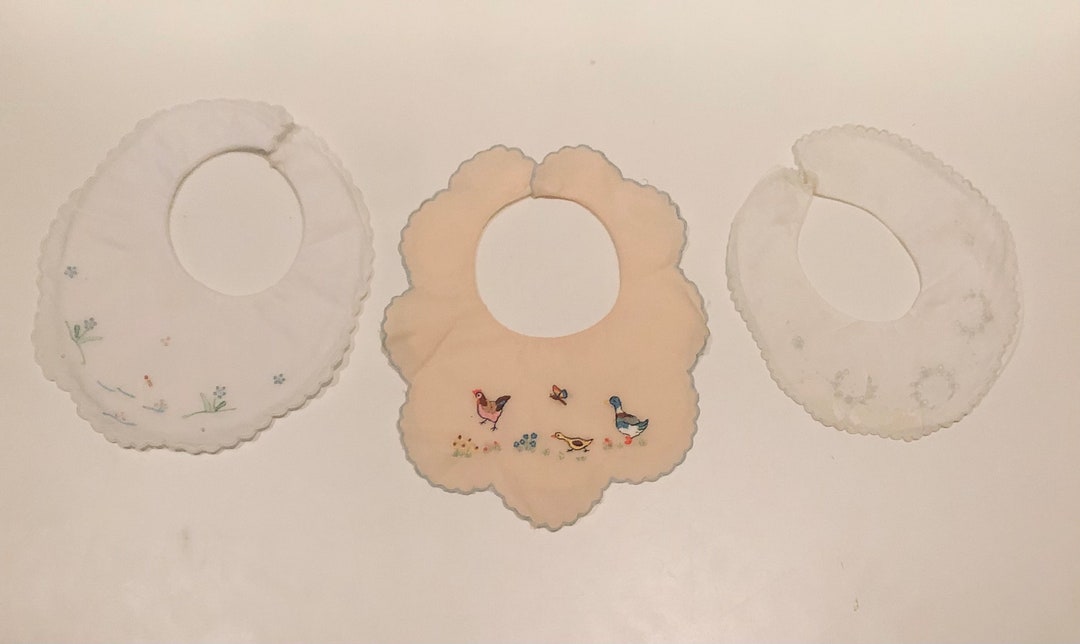 Vintage 1950s Baby Bib Collection Embroidered Lace Bibs Handmade Nathan ...