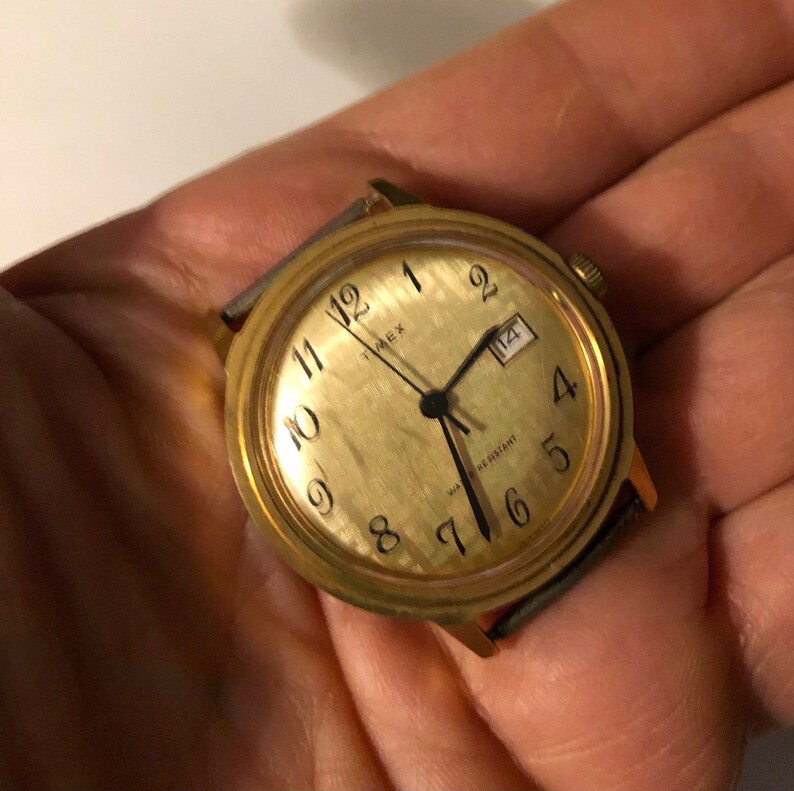 Rare Vintage Timex Marlin Watch Gold Tone Base Bezel W Stainless Steel ...