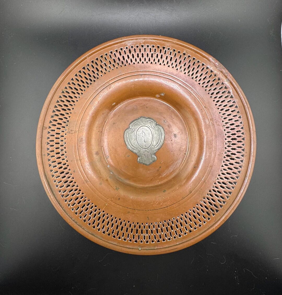 Antique Manning Bowman 1911 Reticulated Copper Plate W Pewter Shield ...
