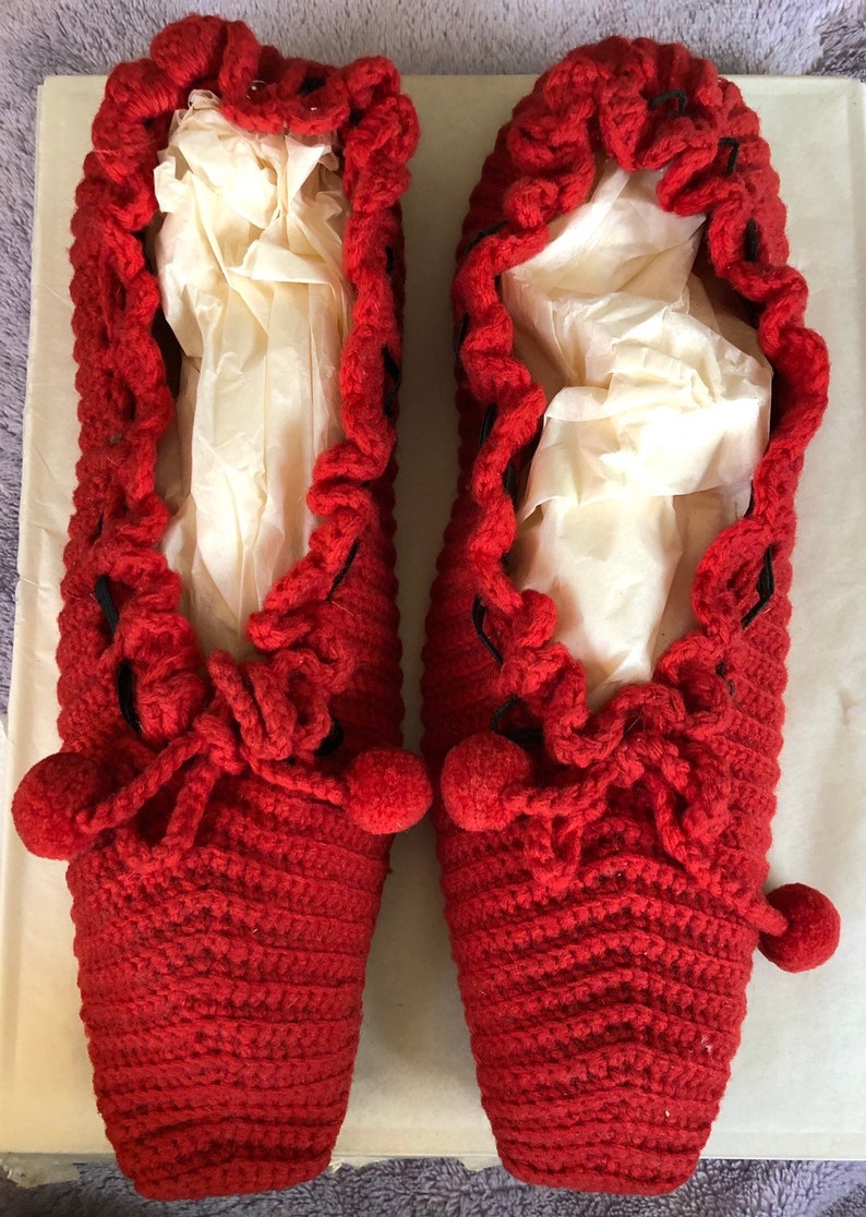 Rare Hand Knit Victorian Slippers Circa 1850s-60s Bright Red - Etsy