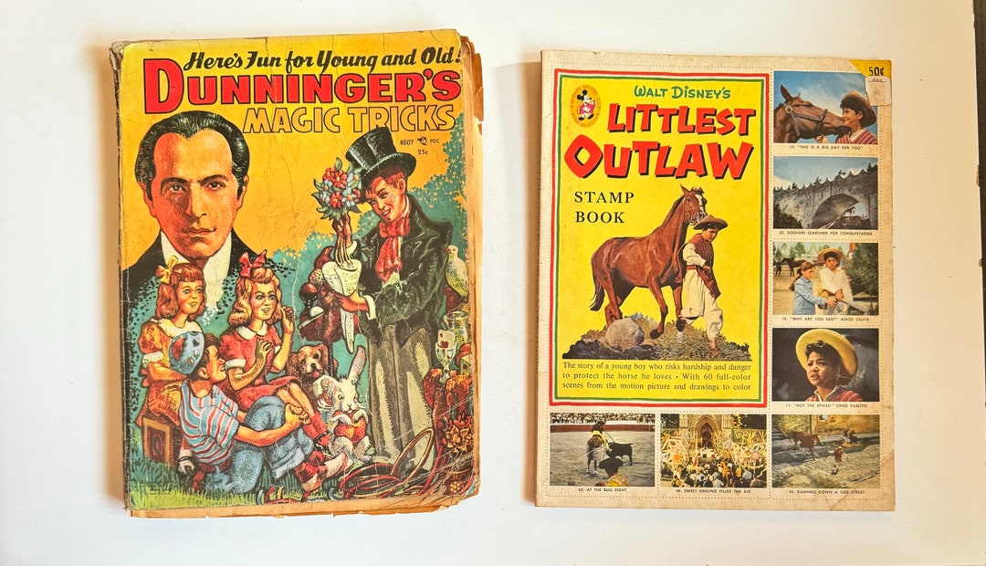 2 1950s Children’s Books Vintage Disney Littlest Outlaw Stamp Book 1955 ...