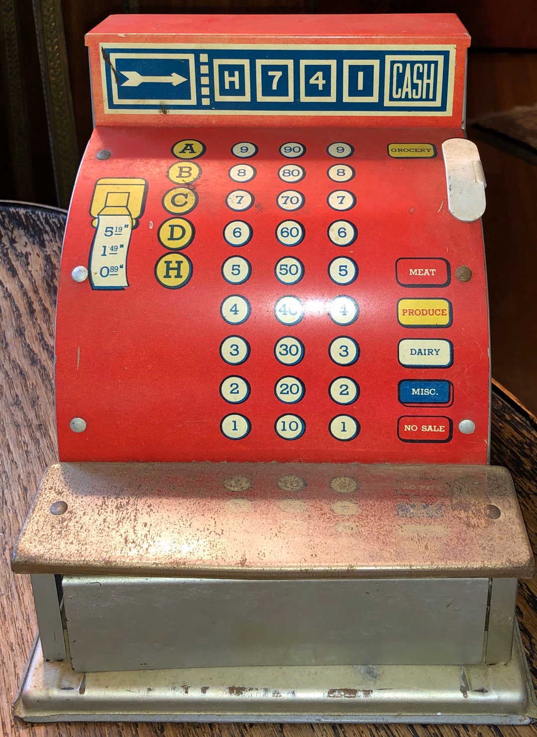 Vintage Red Toy Cash Register Tom Thumb Size Playhouse Grocery Store ...