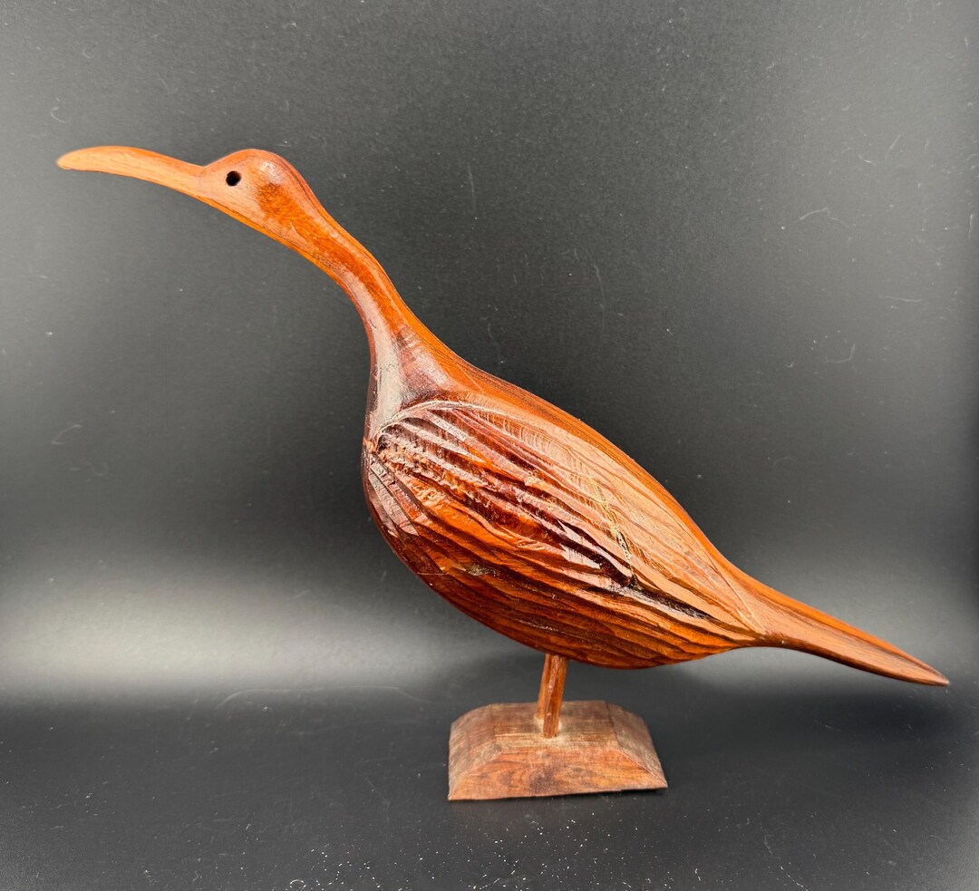 Hand Carved American Folk Art Pelican Decoy Nautical Shorebird Wood ...